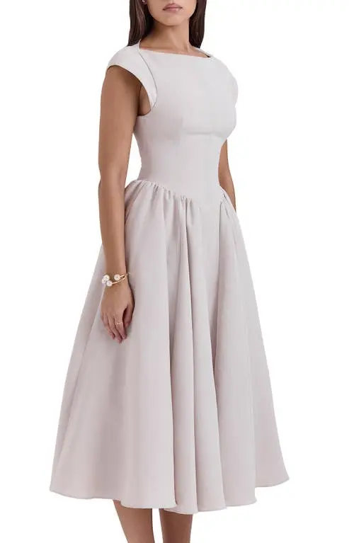 House Of Cb Debutante Open Back Satin Midi Dress - Wind Chime